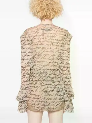 Balmain Love Letter-print Ruffled Blouse