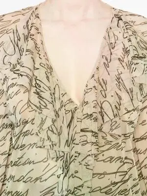 Balmain Love Letter-print Ruffled Blouse