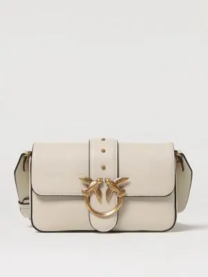 Pinko Leather Mini Bag With Bird Clasp - White