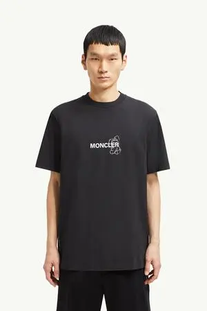 Moncler X Frgmt X Frgmt Cartoon Logo Cotton T-Shirt - Black