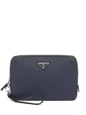 Prada Prada Saffiano Leather Clutch Blue