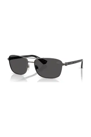 Burberry Rectangle Sunglasses With Check Pattern - Grey