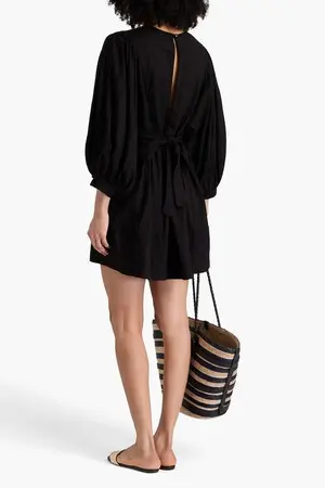 Melissa Odabash Camilla Embroidered Cotton-mousseline Mini Dress - Black