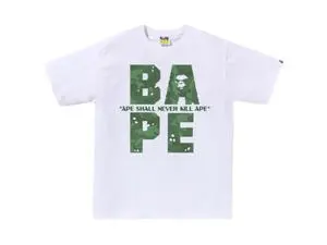 A BATHING APE Bitmap Logo Tee Shirt - White