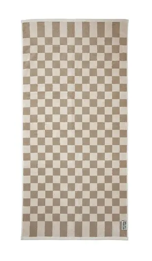 BATHING CULTURE Bathhouse Check Organic Body Towel In Tan - Oak