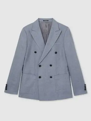 REISS Db Warner Db Slim-fit Linen Double-breasted Suit Blazer