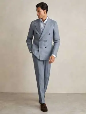 REISS Db Warner Db Slim-fit Linen Double-breasted Suit Blazer