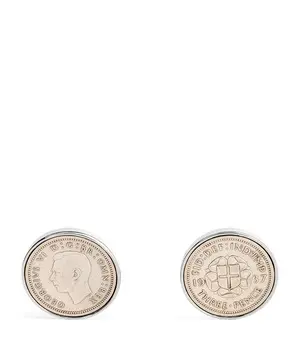 BABETTE WASSERMAN LONDON Rhodium-plated Coin Cufflinks - Silver