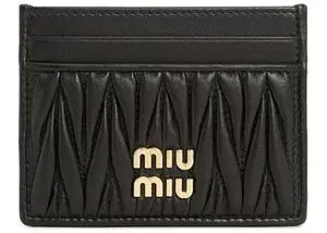 Miu Miu Matelasse Nappa Leather Card Holder - Black