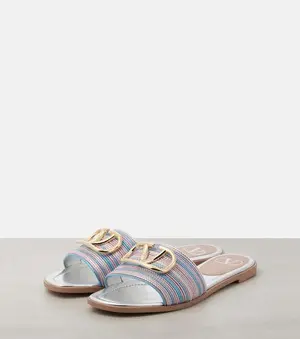 Valentino Garavani Vlogo Metallic Leather Slides