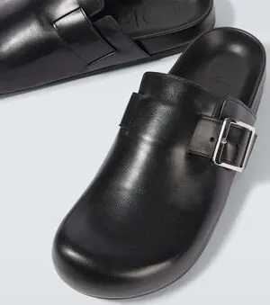 Loewe Ease Buckle Leather Mules - Black