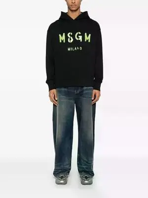 MSGM Logo Print Hoodie - Black