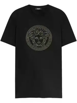 Versace Medusa Embellished T-shirt - Black