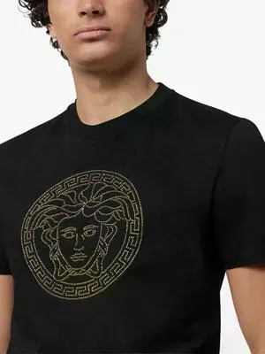 Versace Medusa Embellished T-shirt - Black