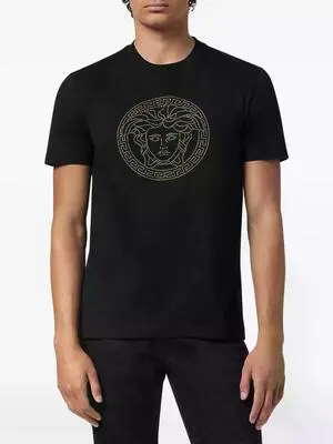 Versace Medusa Embellished T-shirt - Black