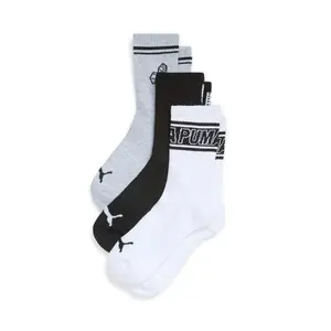 PUMA Half-Terry Crew Length Socks - 3 Pairs White,black