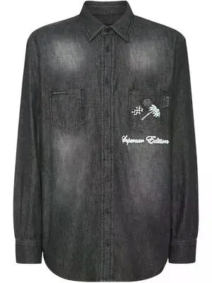 Philipp Plein Cars Racing Denim Shirt - Black