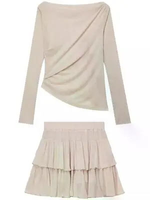 B+AB Ruffled Mini Skirt - Neutrals