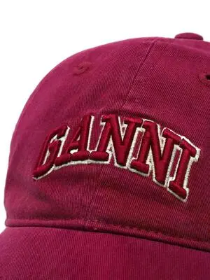 GANNI Logo-embroidered Baseball Cap - Red