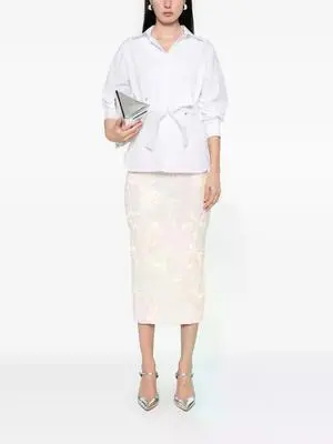 ROTATE BY BIRGER CHRISTENSEN Floral-mesh Pencil Skirt
