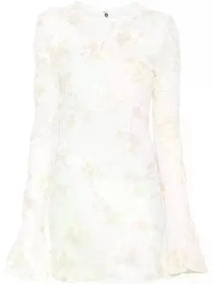 ROTATE BY BIRGER CHRISTENSEN Flower-mesh Mini Dress - Neutrals