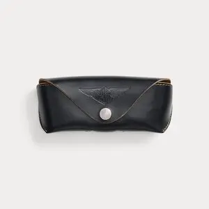 Ralph Lauren Leather Eyeglass Case - Black Over Brown