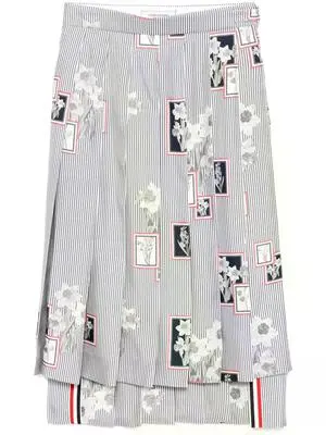 Thom Browne Floral Pleated Skirt