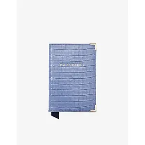 ASPINAL OF LONDON Grained Leather Passport Cover - Capri Blue