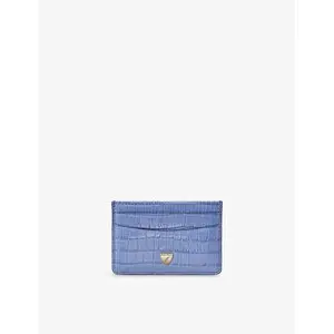 ASPINAL OF LONDON Slim Shield Logo Leather Card Holder Capri Blue