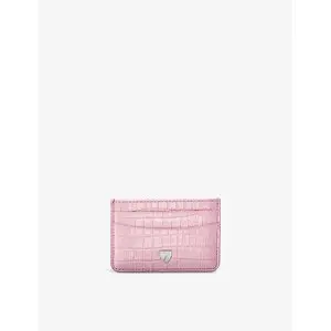 ASPINAL OF LONDON Slim Shield Logo Leather Card Holder Lilac