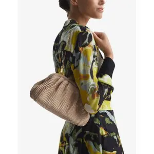 REISS Raffia Clutch Bag - Natural