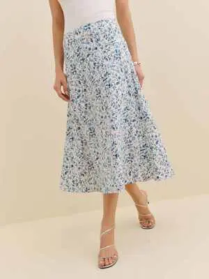 REFORMATION Ivy Linen Midi Skirt - Nile