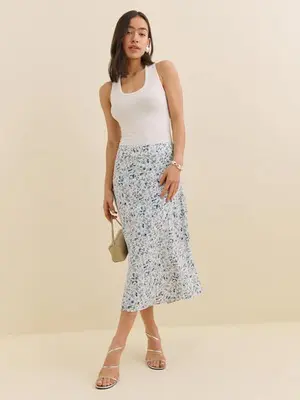 REFORMATION Ivy Linen Midi Skirt - Nile
