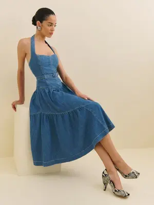 REFORMATION Lilith Denim Midi Dress