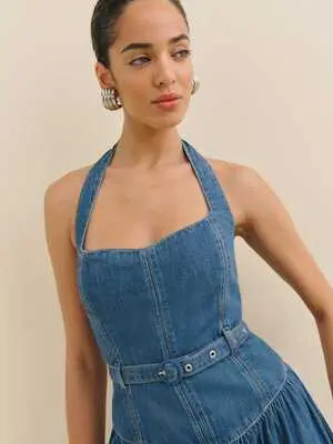 REFORMATION Lilith Denim Midi Dress