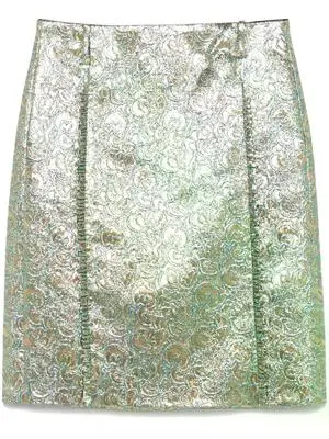 N°21 Metallic Floral Print Midi Skirt - Gold