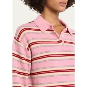 Guest In Residence Collegiate Stripe Cashmere Polo - Sprinkle C