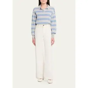 Guest In Residence Collegiate Stripe Cashmere Polo - Sprinkle C
