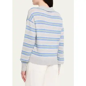 Guest In Residence Collegiate Stripe Cashmere Polo - Sprinkle C