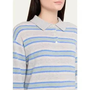 Guest In Residence Collegiate Stripe Cashmere Polo - Sprinkle C