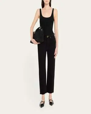 TOTEME T-lock Woven Leather Top-handle Bag - Black