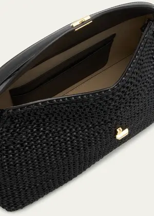 TOTEME T-lock Woven Leather Top-handle Bag - Black