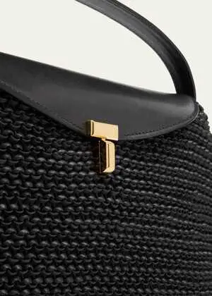 TOTEME T-lock Woven Leather Top-handle Bag - Black