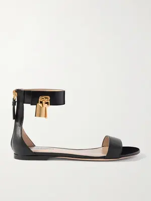 TOM FORD Embellished Leather Sandals - Black