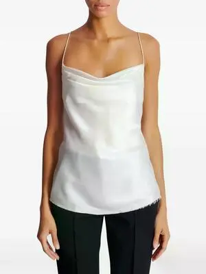 Balmain Draped Satin Top - White