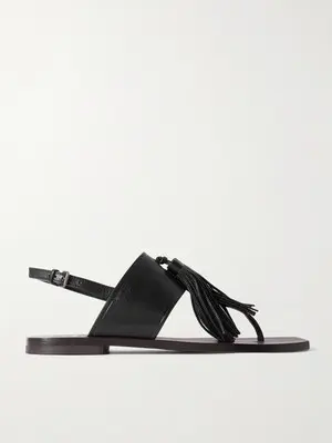 Brunello Cucinelli Leather Sandals With Tassels - Black