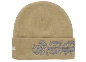 Supreme New Era Blackletter Beanie - Tan