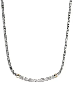 John Hardy 14k Yellow Gold & Sterling Diamond Pave Collar Necklace - Silver