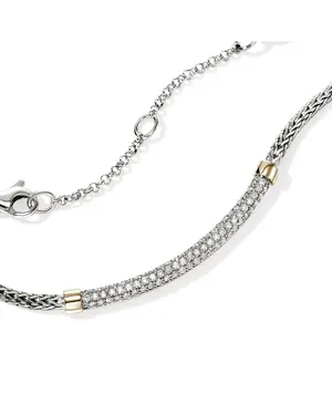 John Hardy 14k Yellow Gold & Sterling Diamond Pave Collar Necklace - Silver