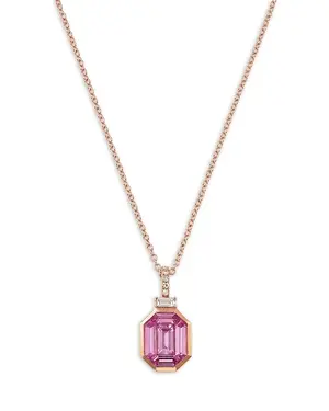 Bloomingdale'S Sapphire And Diamond Baguette Pendant Necklace - Pink